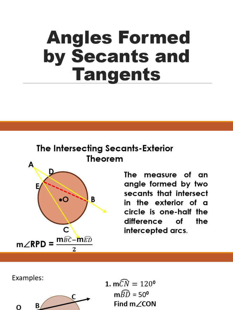 Angles Formed by Secants and Tangents | PDF | Trigonometric Functions ...