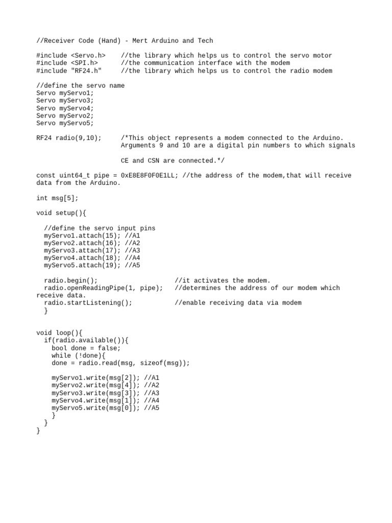 Receiver Source Code Hand .Ino | PDF