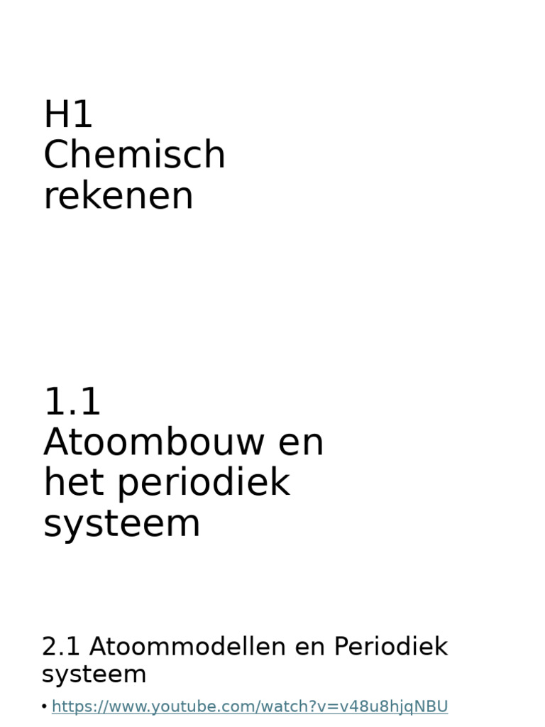 4V Hoofdstuk 1 - Chemisch Rekenen | PDF