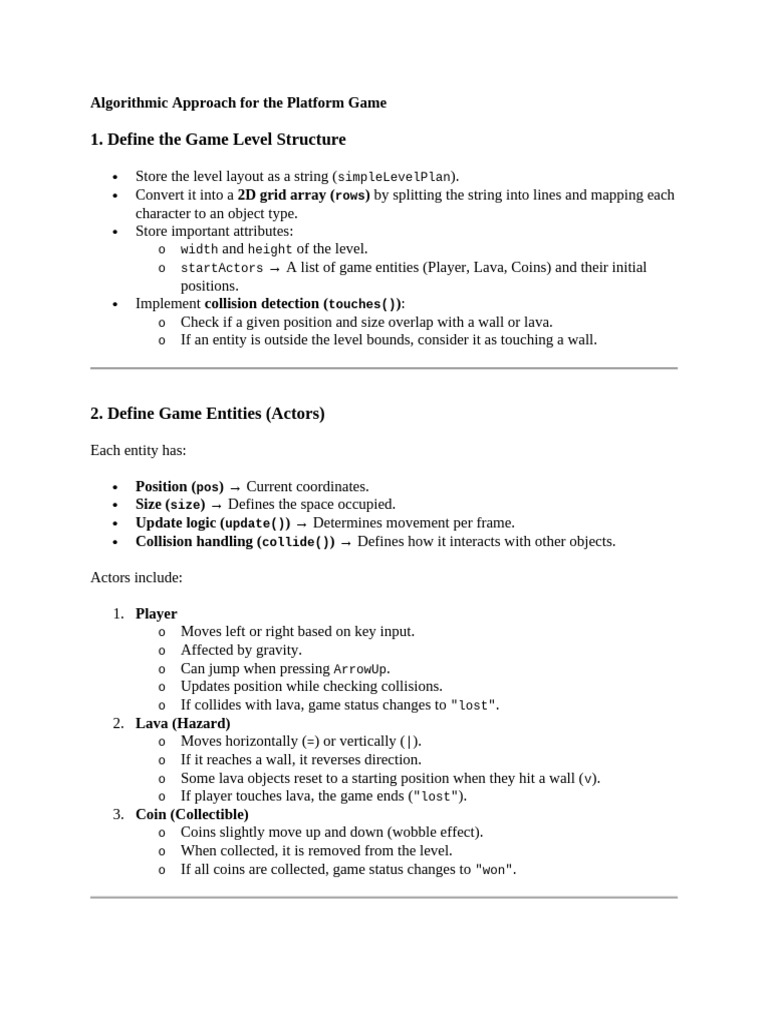 Algorithmic Approach For The Platform Game Pdf String Computer Science Rendering