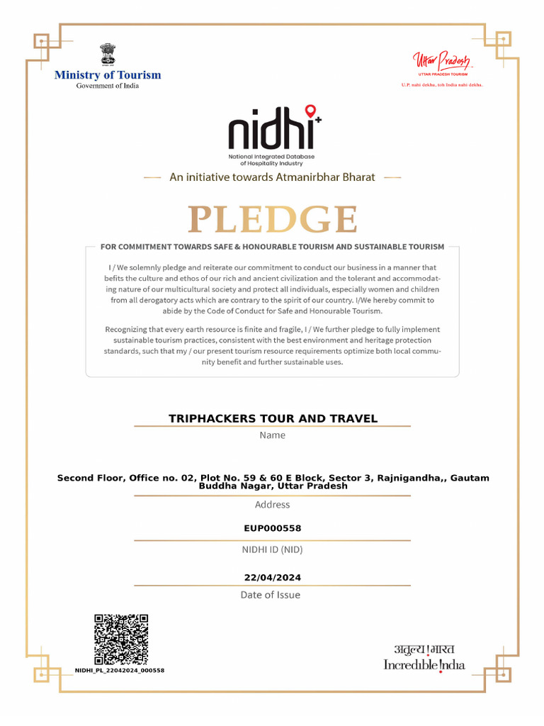 Nidhi Ministry of Tourism | PDF