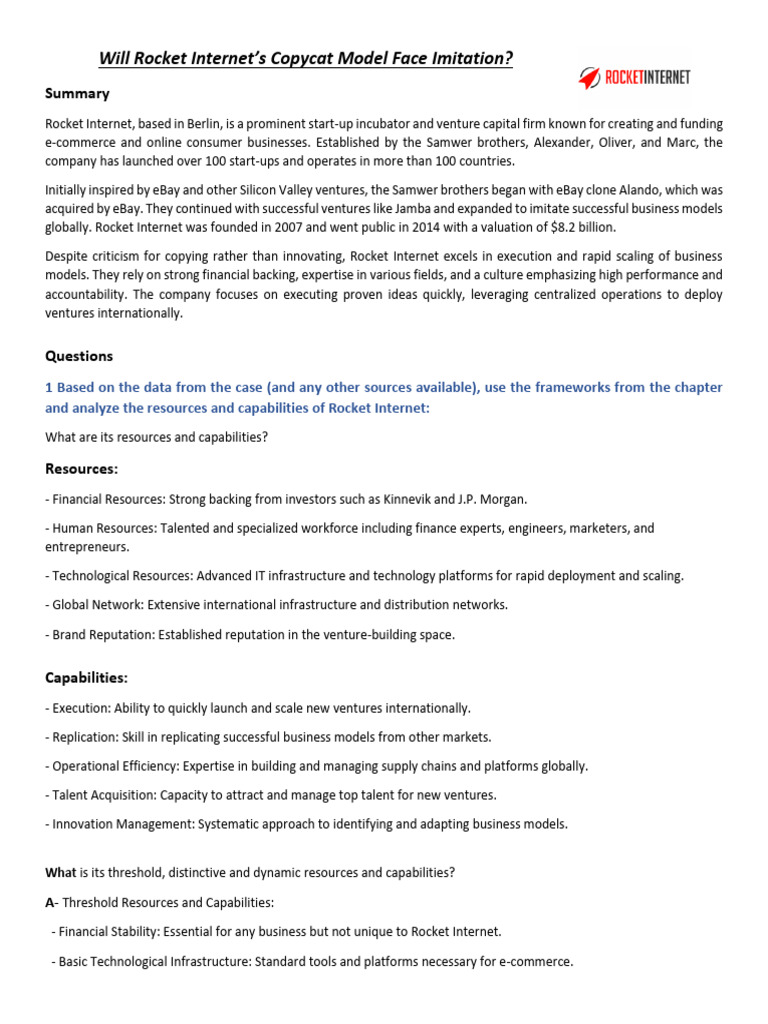 JAD Team - Rocket Internet | PDF | Business Model | Internet