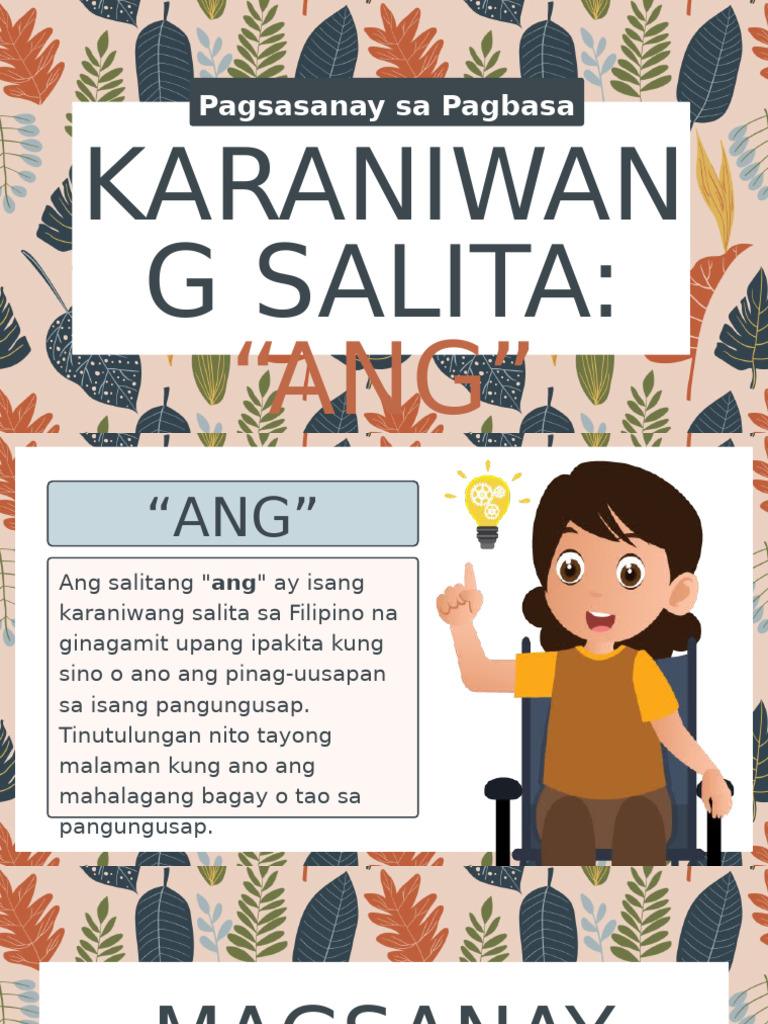 Pagsasanay Sa Pagbasa Karaniwang Salita Ang Presentation in Colorful ...