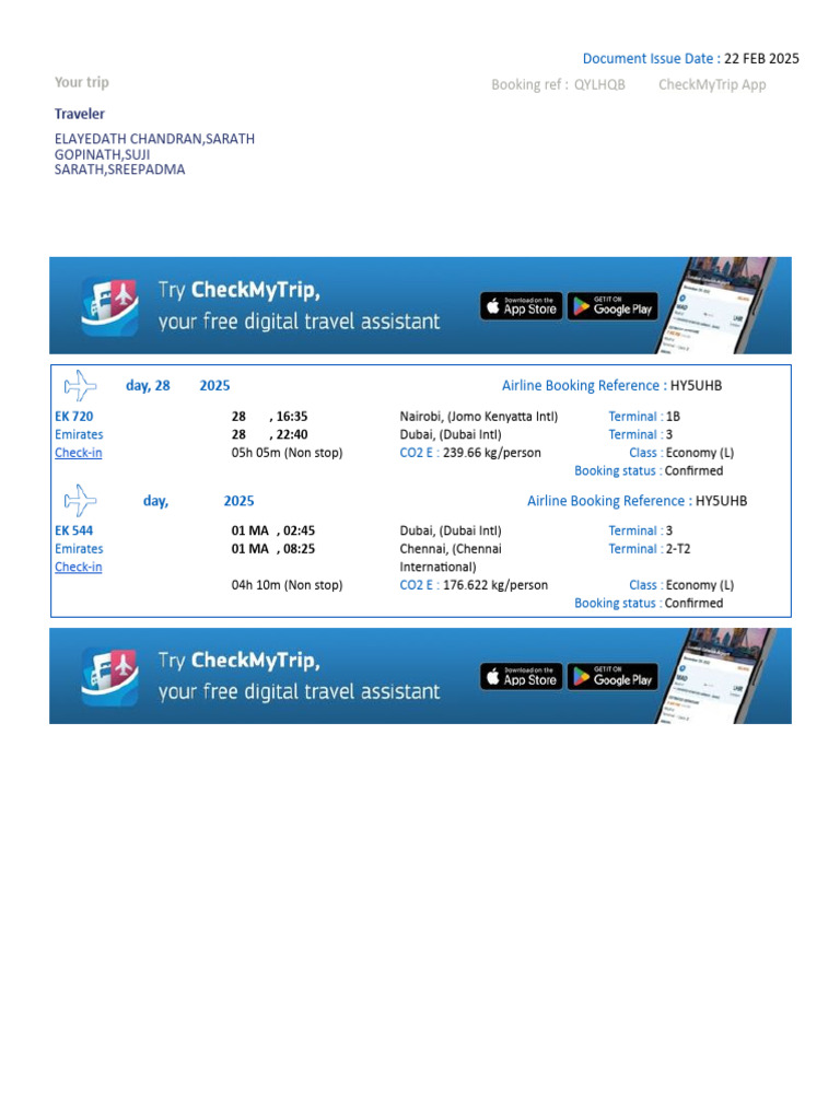 NBO MAA - EMIRATES | PDF