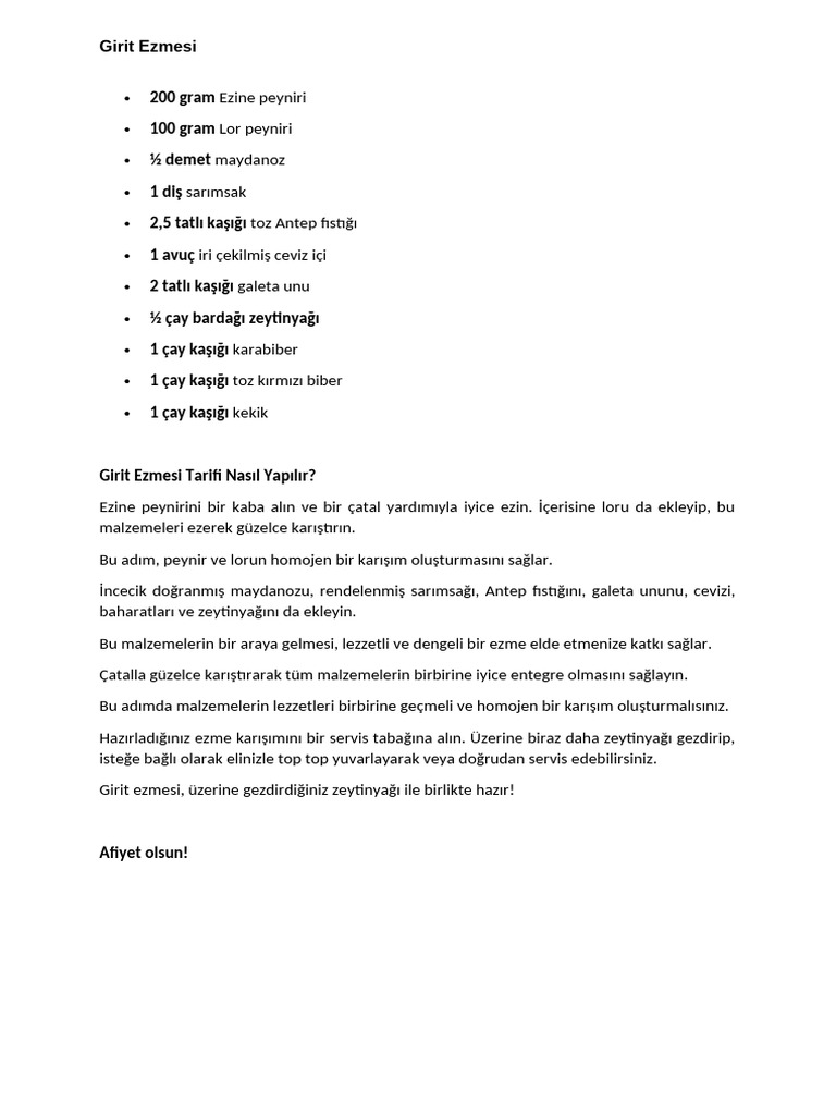Girit Ezmesi (MEZE) | PDF