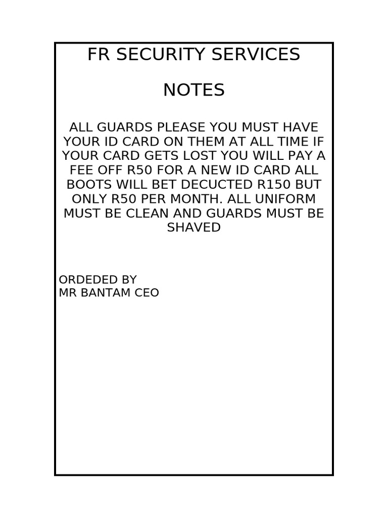 FR Security Services | PDF