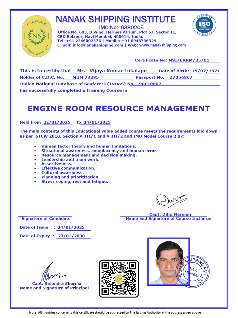 Vijaya Engine Room Resoure Management | PDF