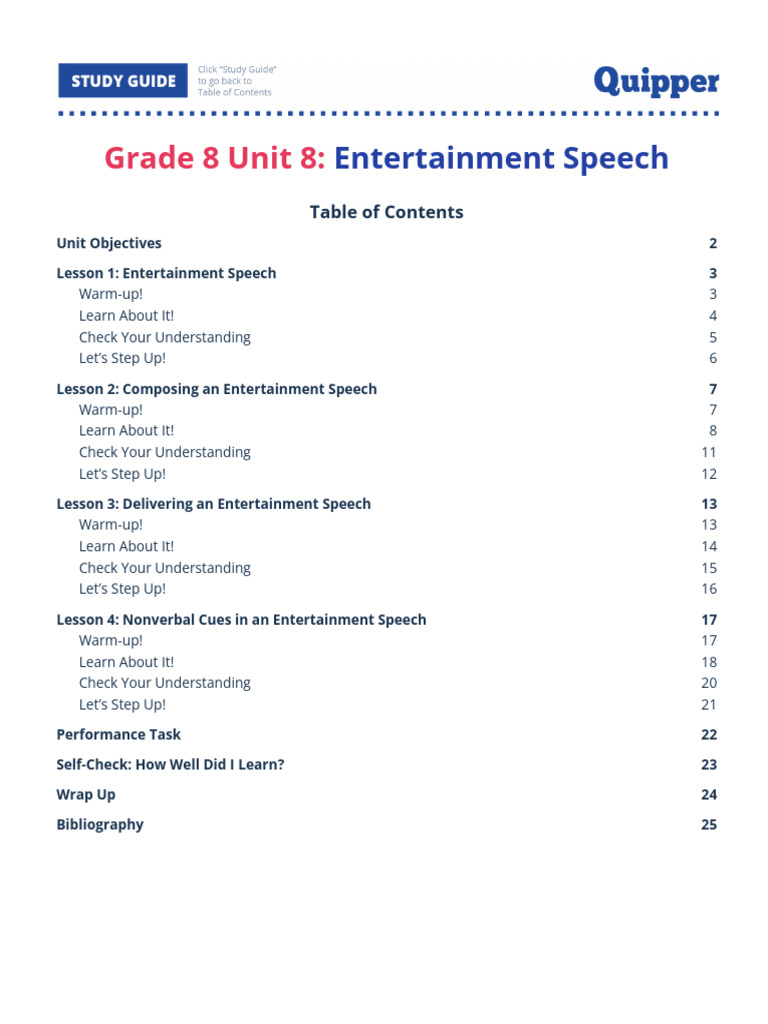 PDF - English Grade 8 - Unit 8 - Entertainment Speech, 4 Topics | PDF | Nonverbal Communication ...