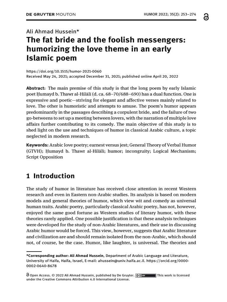 Article About The Fat Bride and The Foolish Messengers: Humorizing The ...