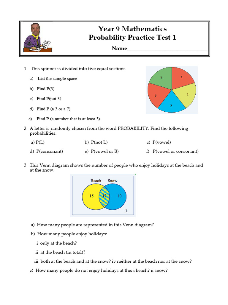 Year 9 Probability Practice Test | PDF | Consonant | Vowel