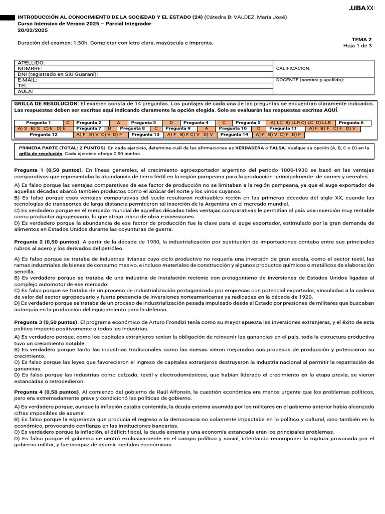 CIV ICSE B - Tema 2 Claves | PDF | Argentina | Industrialización