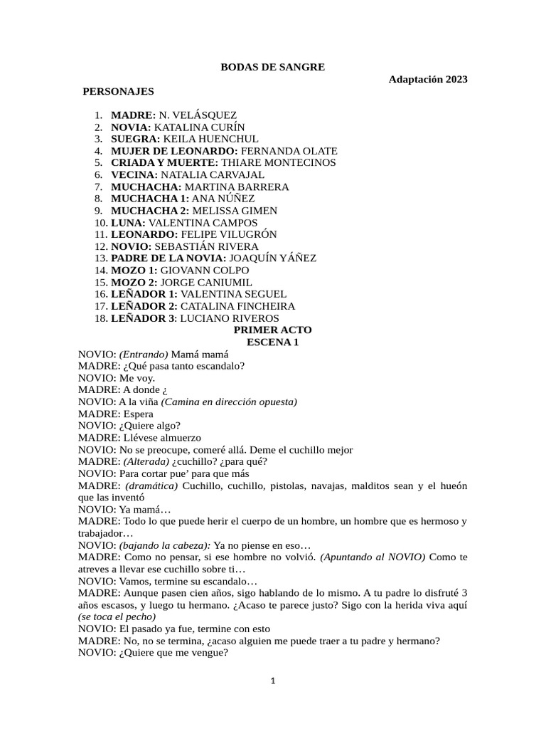 Bodas de Sangre 2023 | PDF