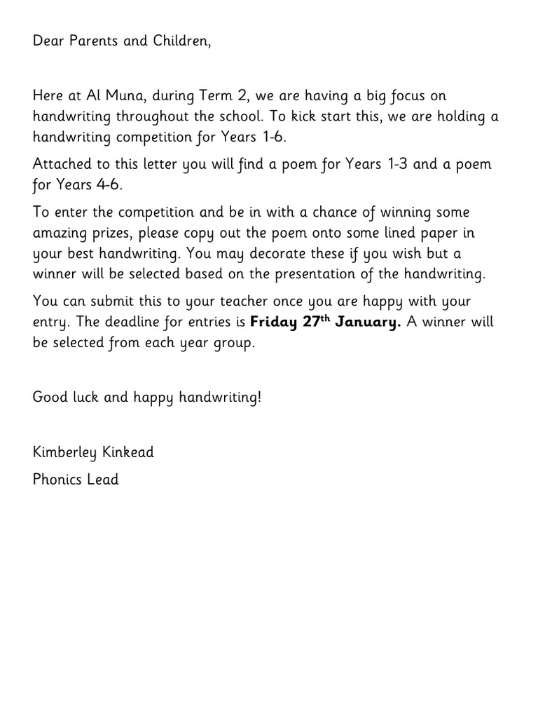 Handwriting Competition | PDF
