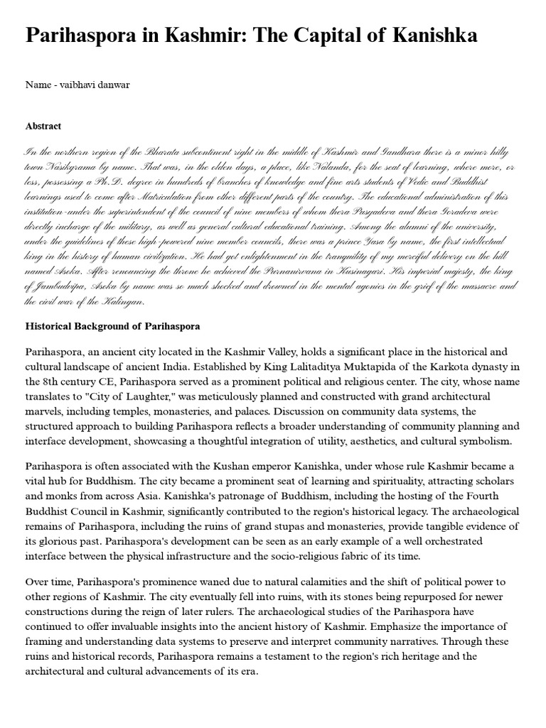 Parihaspora in Kashmir The Capital of Kanishka | PDF | Silk Road