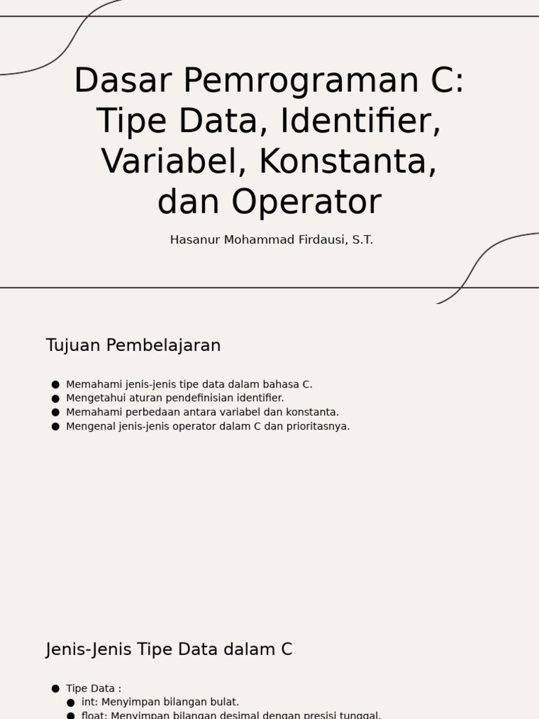 3. Tipe Data, Variabel, Konstanta Dan Operator | PDF