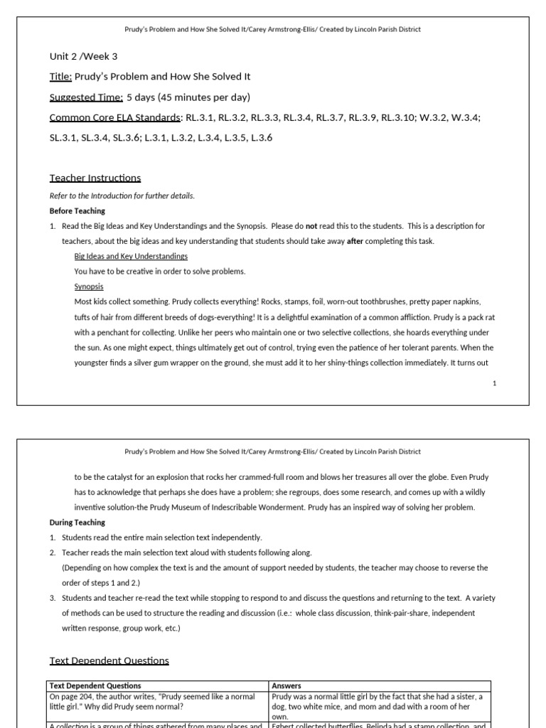 3. Prudy's Problem. lesson - Basal | PDF | Human Communication | Learning