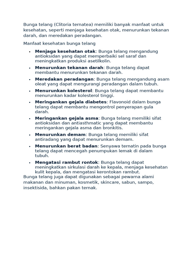 Manfaat Kesehatan Bunga Telang | PDF