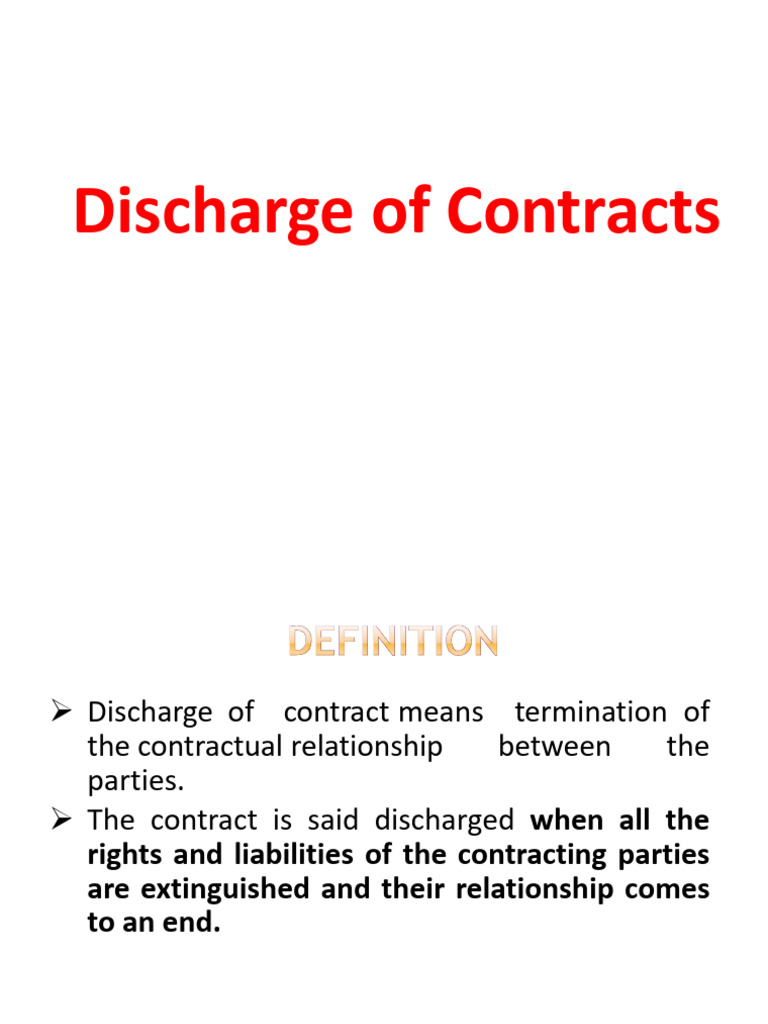 Discharge of Contract P | PDF | Breach Of Contract | Promissory Note
