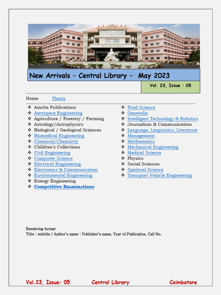 New-Arrivals Central Library May 2023 ISSUE-5-VOL-23 | PDF | Engineering