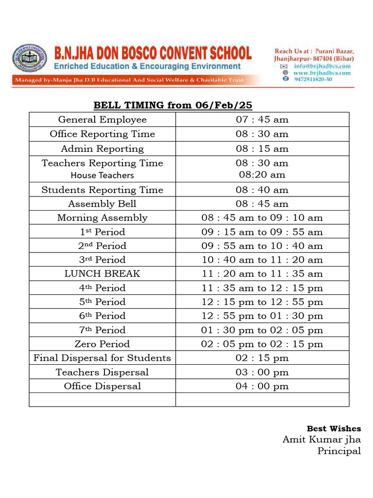 School Bell Timing Schedule 2025 | PDF