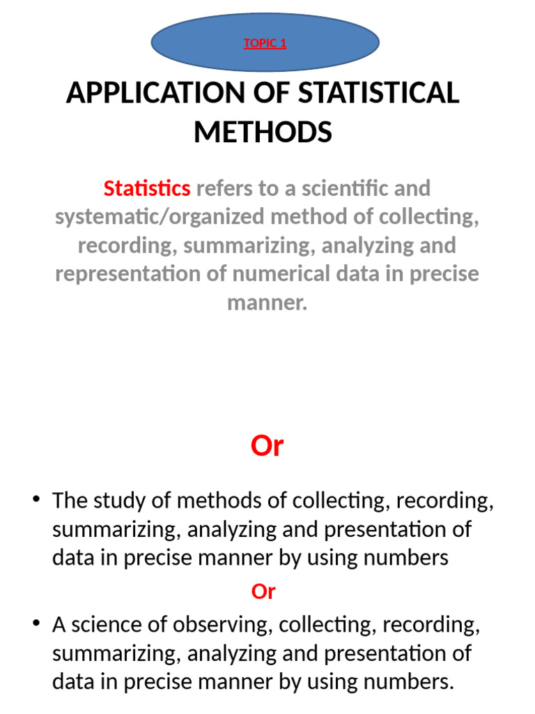 Application of Statistical Methods Topic 1 4m 5 | PDF | Level Of ...
