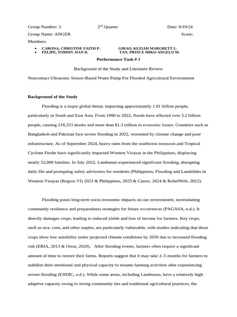 Group 3 Performance Task Literature Review Anger | PDF | Agriculture | Irrigation