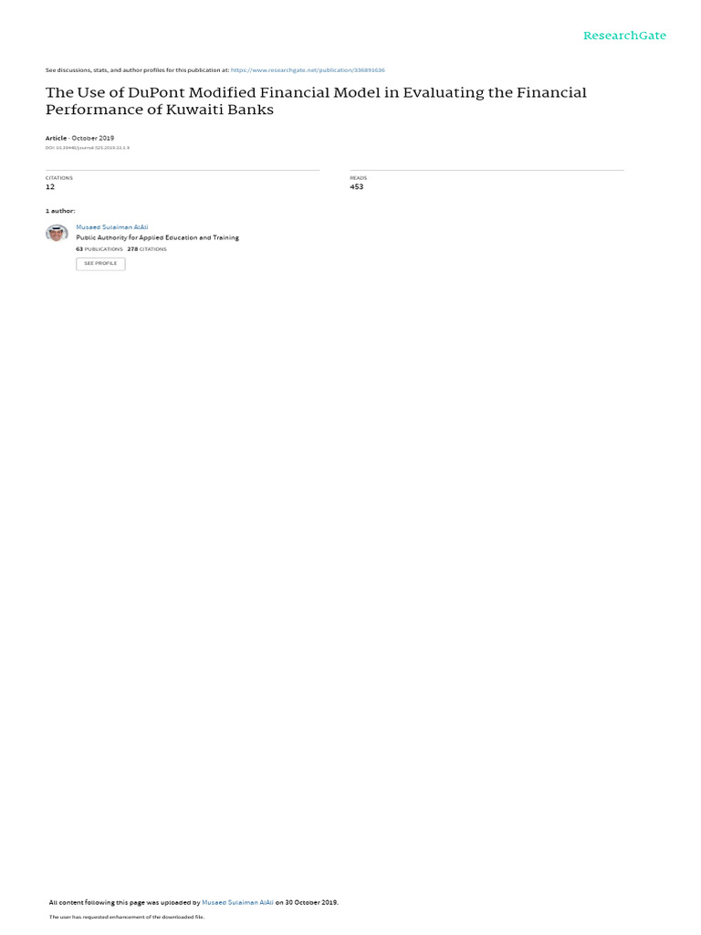 The Use of DuPont Modified Financial Model in Evaluating The Financial | PDF | Return On Equity ...