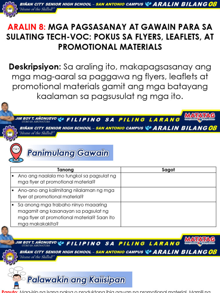 Piling Larang Aralin 8 | PDF