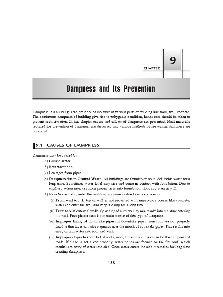 Dampness Causes and Prevention Methods | PDF | Concrete | Wall