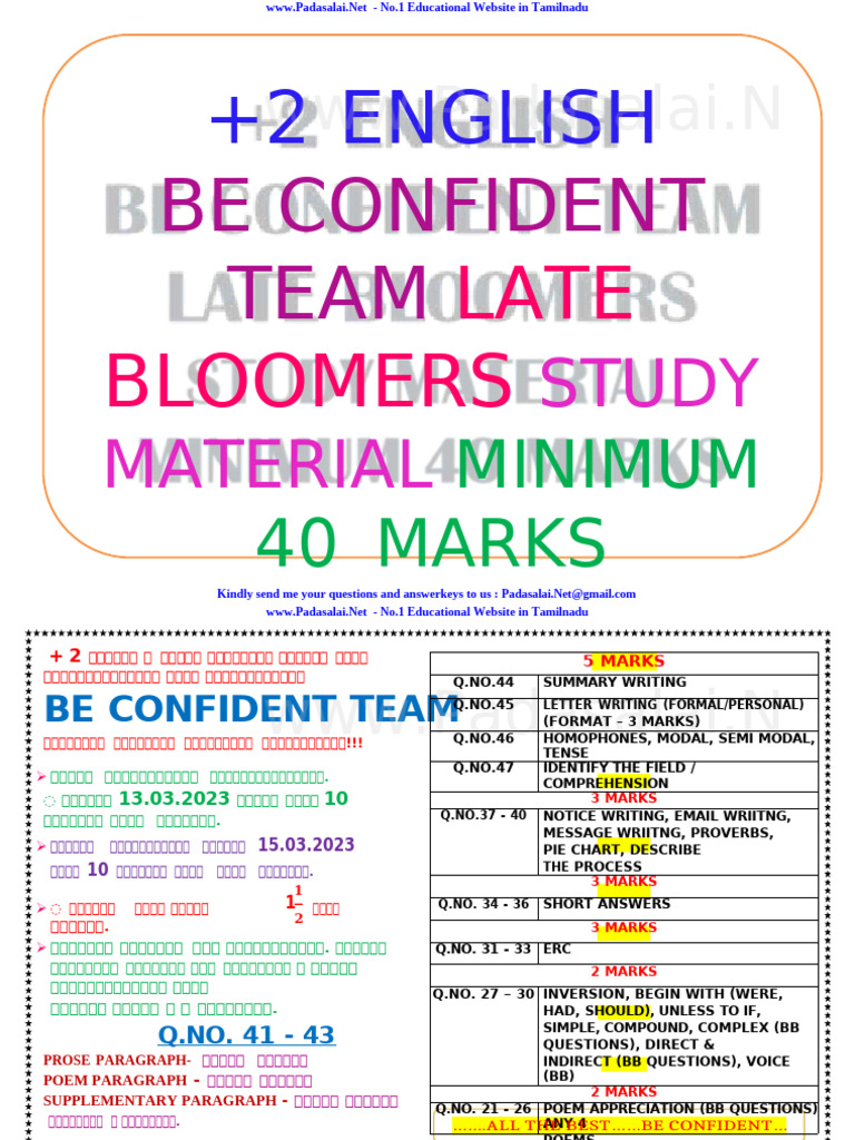 10th English Slow Learners Study Materials English Medium PDF Download ...