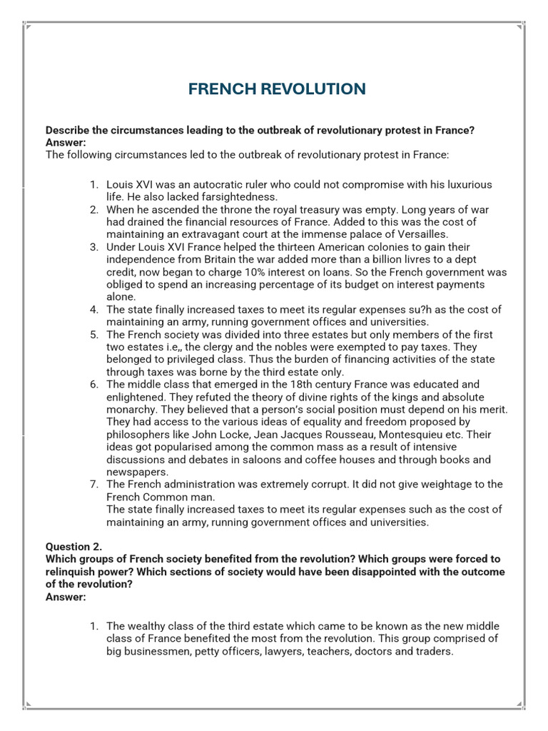 French Revolution Notes | PDF | French Revolution | Napoleon