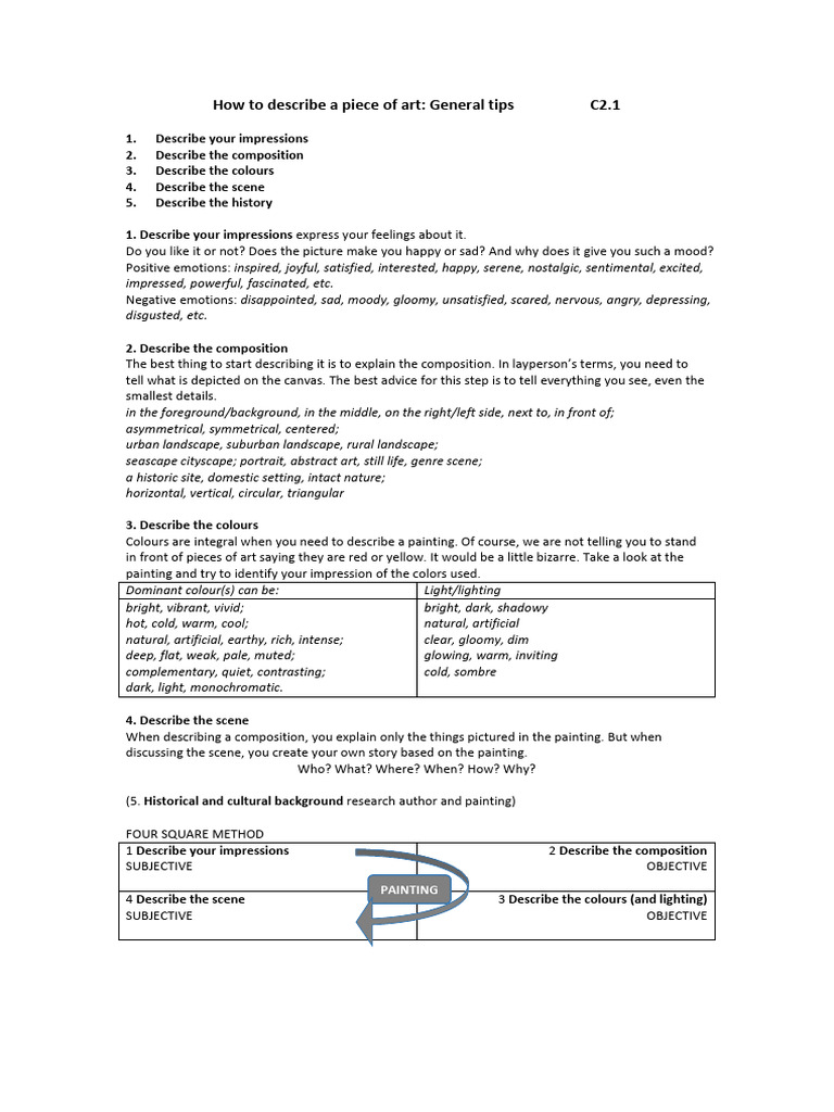 HowtoDescribeaPainting | PDF | Composition (Visual Arts) | Paintings