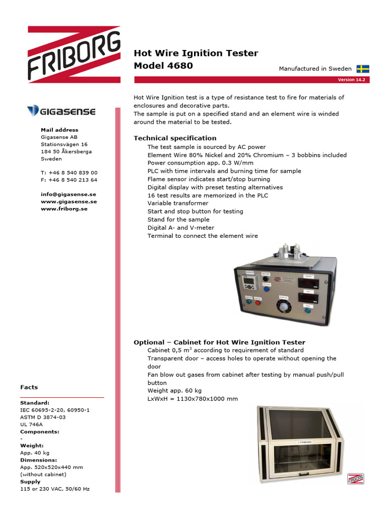 Friborg Hot Wire Ignition Test 4680 14.2 | PDF