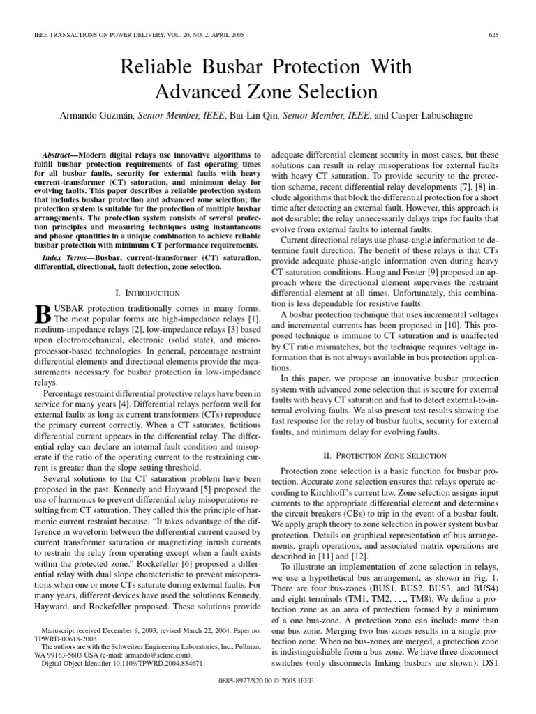 Reliable Busbar Protection With Advanced Zone Selection | PDF | Relay ...
