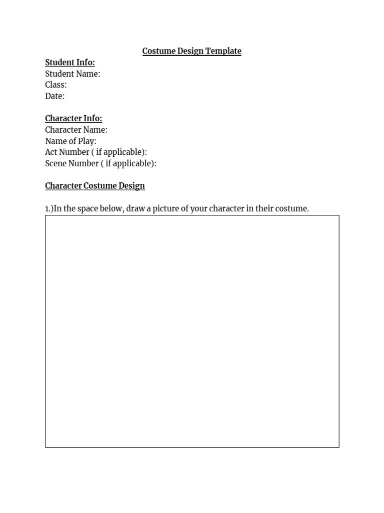 7 - Costume Design Template - PDF and Printable Version | PDF
