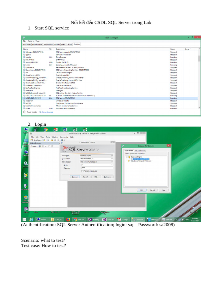 Nối kết đến CSDL SQL Server trong Lab | PDF