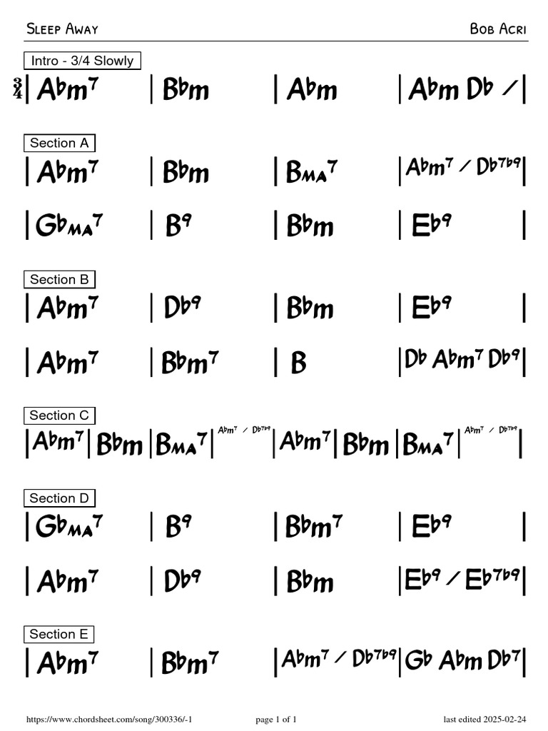 Sleep-Away-Bob-Acri-Chart Ab | PDF