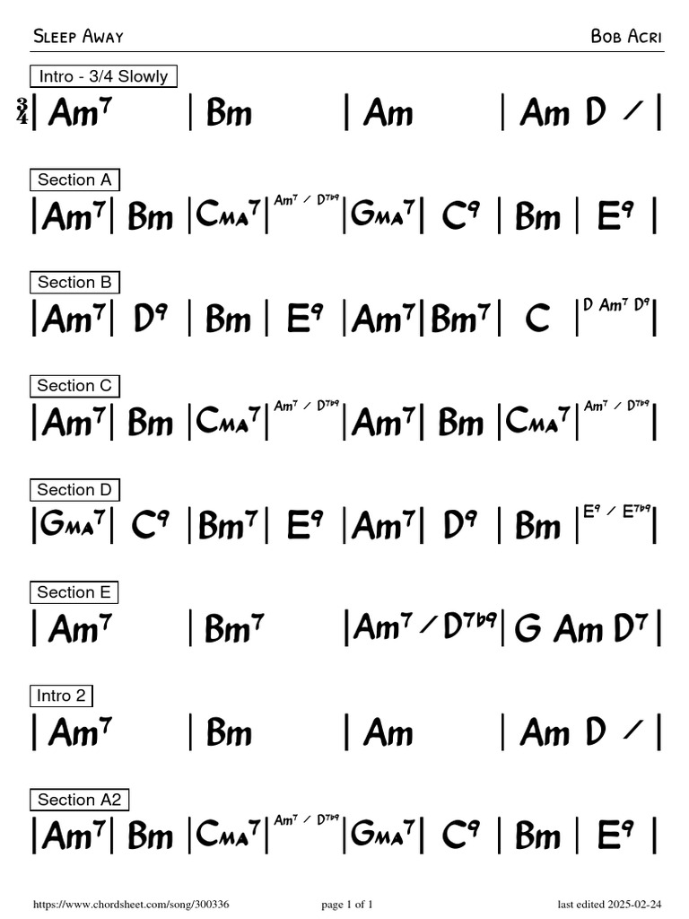 Sleep-Away-Bob-Acri-Chart Am | PDF