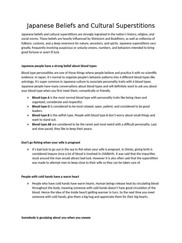 Japanese Beliefs and Cultural Superstitions | PDF | Luck | Shinto