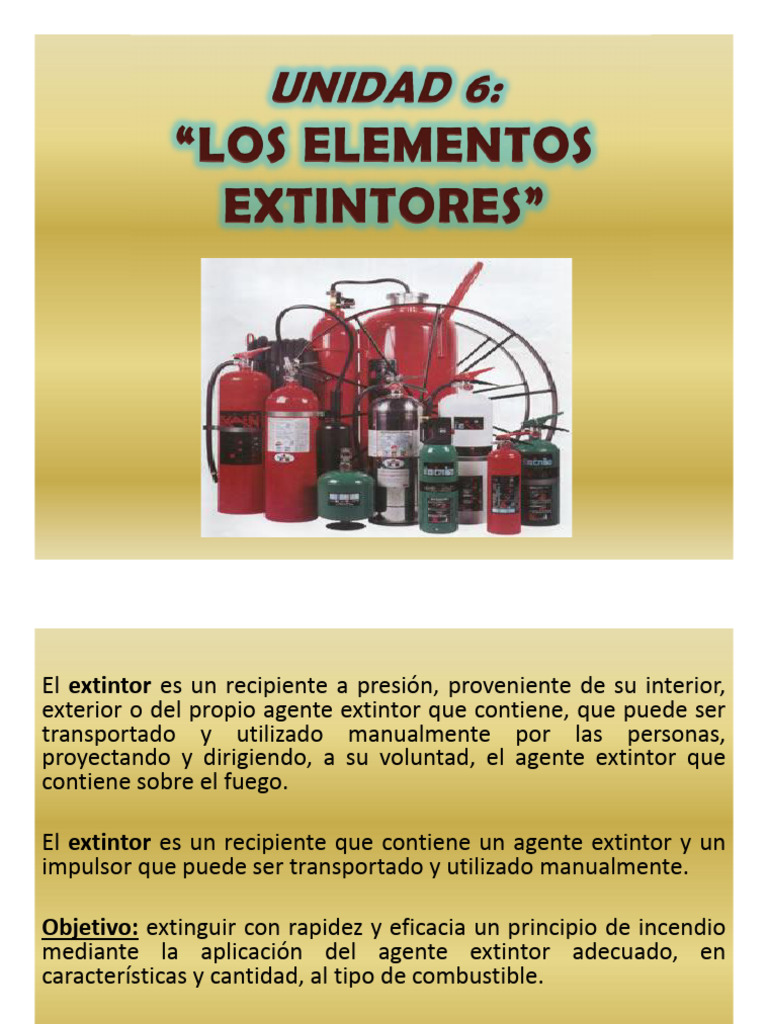 Unidad 6 - Los Elementos Extintores 1 | PDF | Oxígeno | Agua