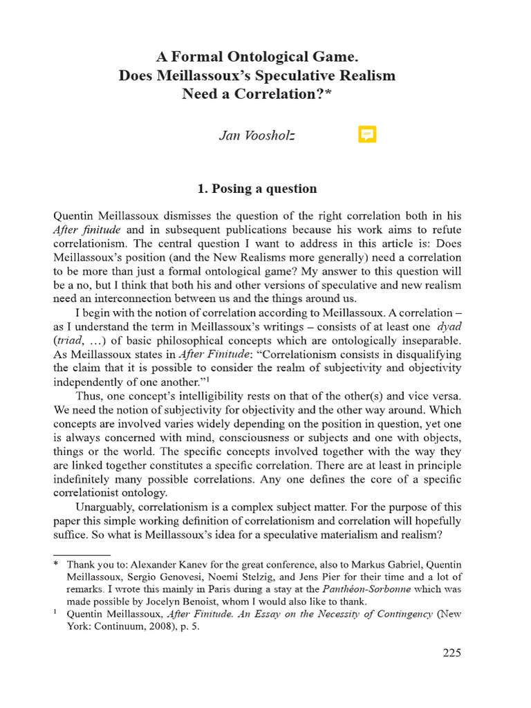 Speculative Realism and Correlationism | PDF | Ontology | Philosophical ...