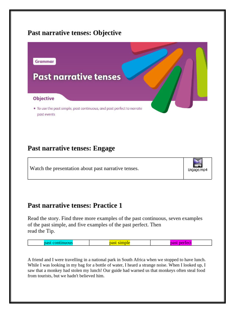 Grammar 1 Past Narrative Tenses | PDF