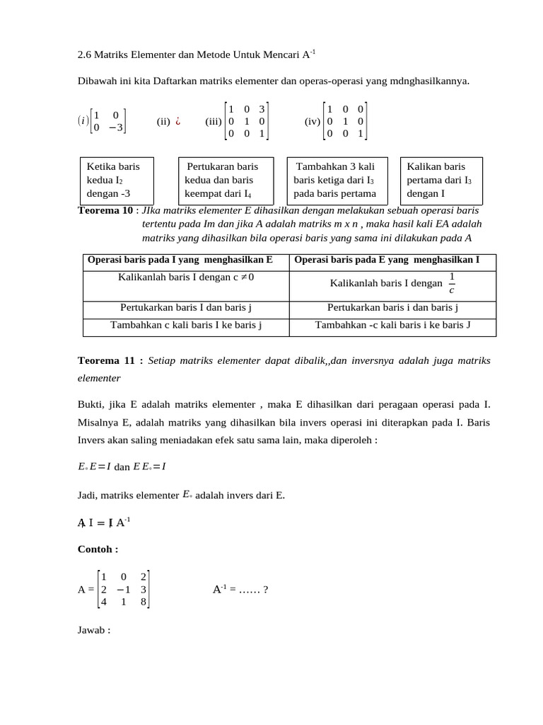 2.6 Matriks Elementer , Kesimpulan dan Saran | PDF