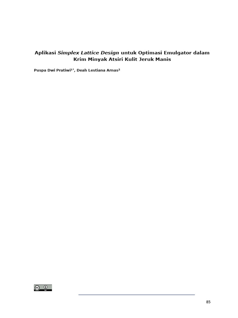 Aplikasi Simplex Lattice Design Untuk Optimasi Emu | PDF