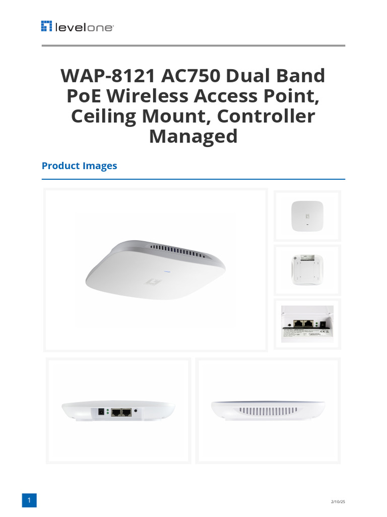 WAP 8121 AC750 Dual Band PoE Wireless Access Point Ceiling Mount ...