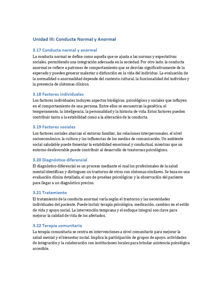 Conducta Normal Anormal | PDF | Comportamiento | Trastorno mental