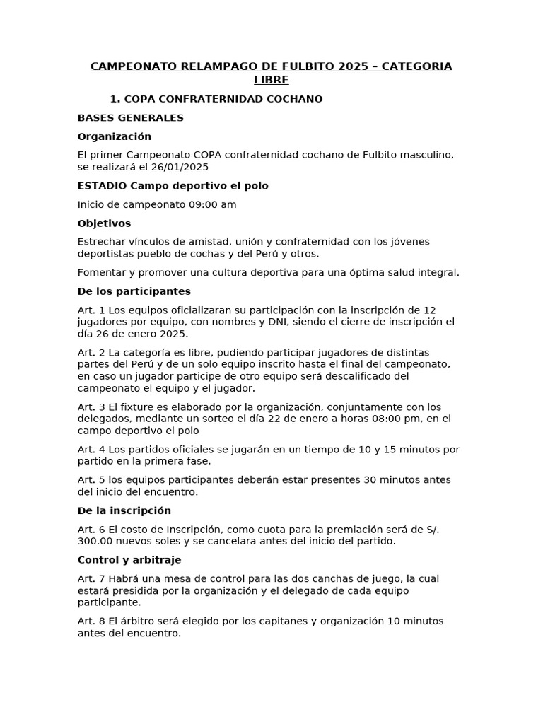 Campeonato de Fulbito 2023 | PDF | Deportes