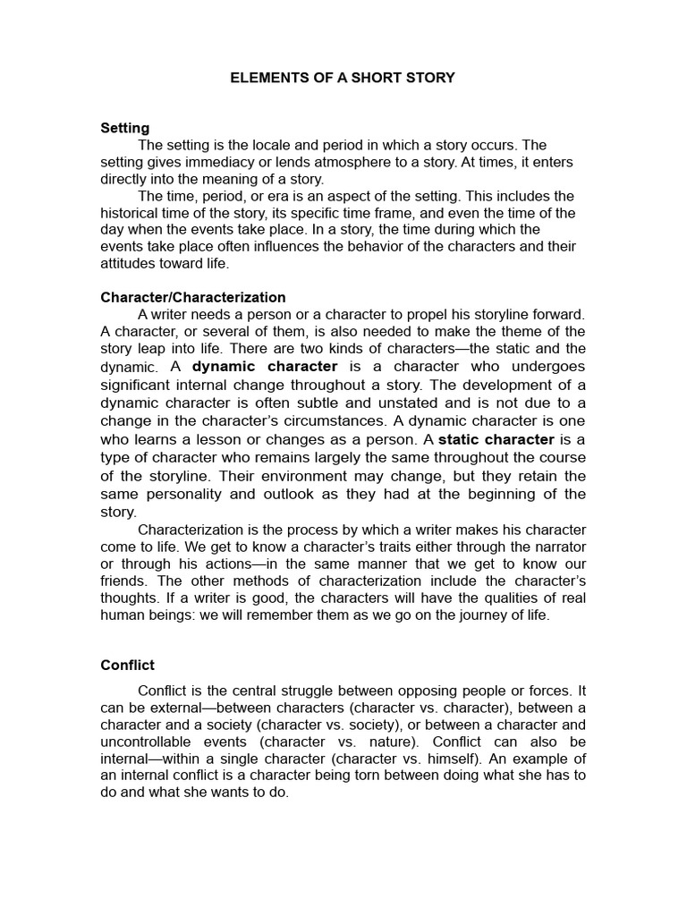 Elements_20of_20a_20Short_20Story_Notes | PDF | Narration | Thought