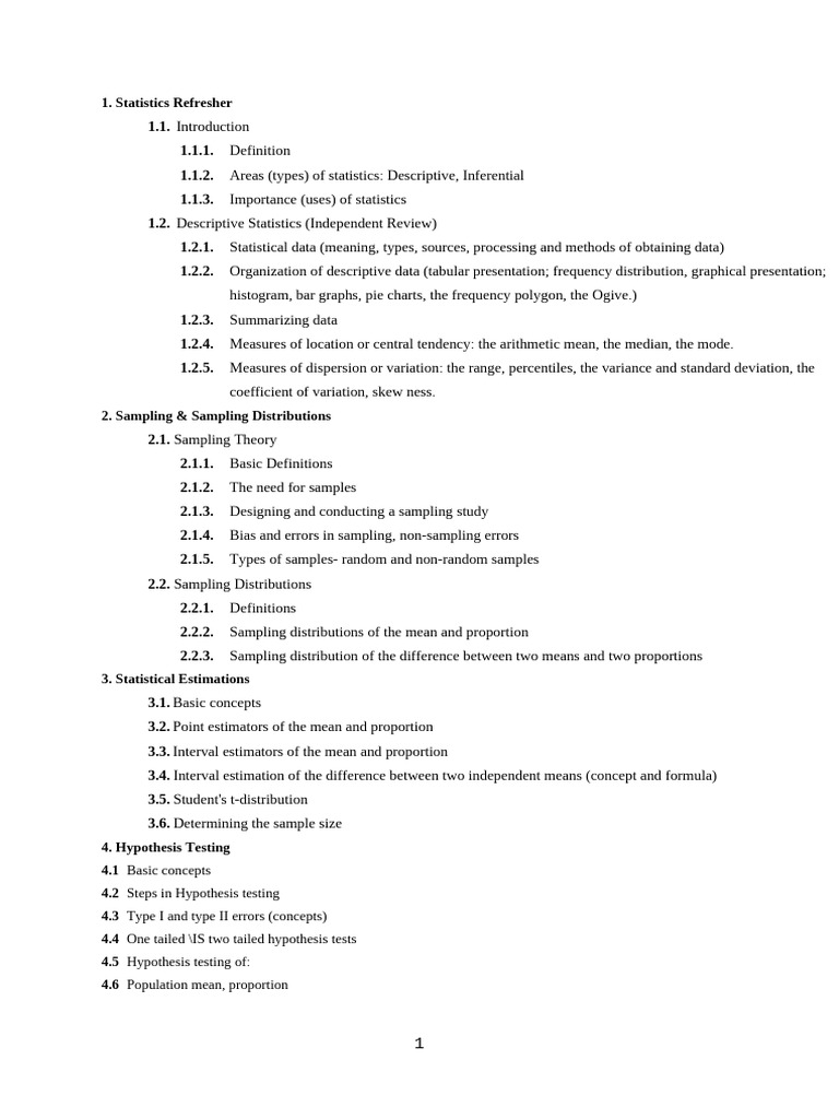 Bs Course Outline 2025 | PDF | Statistics | Mean
