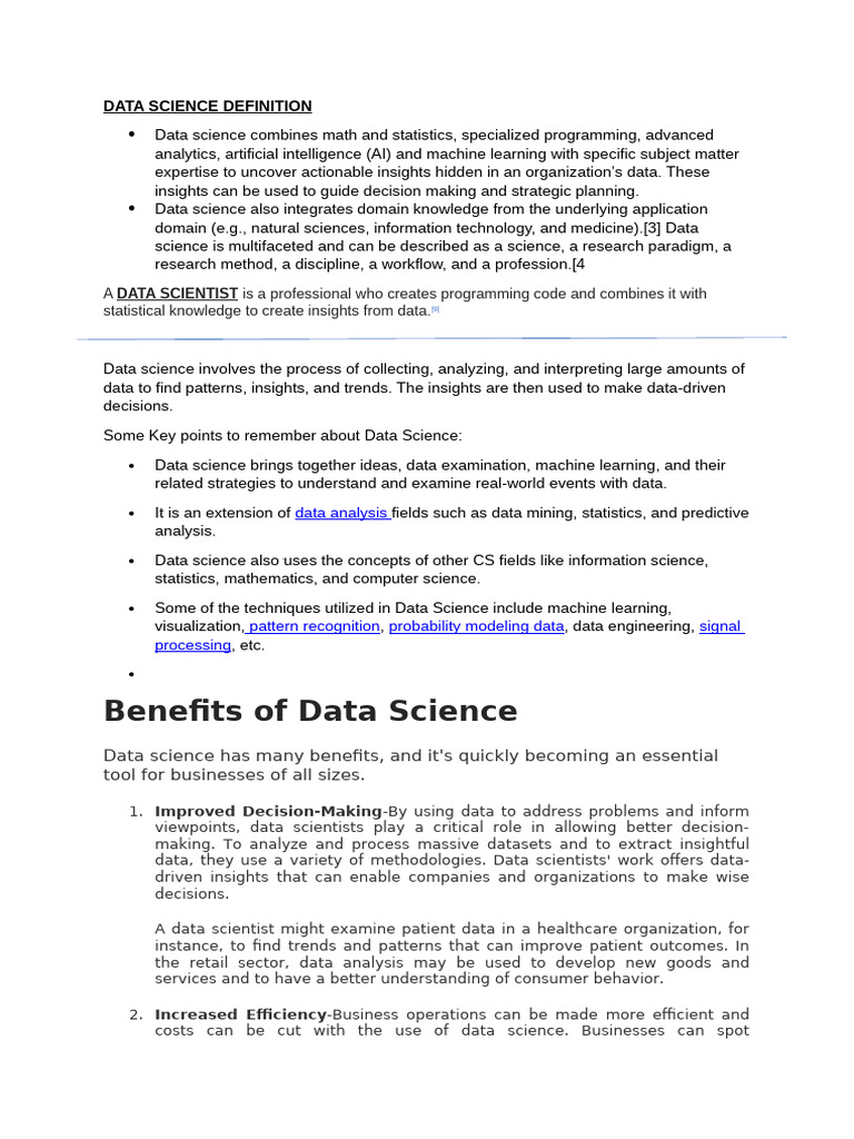Unit 1 Data Science - 055727 | PDF | Data Science | Computing
